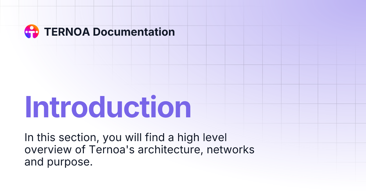 Introduction | TERNOA Documentation